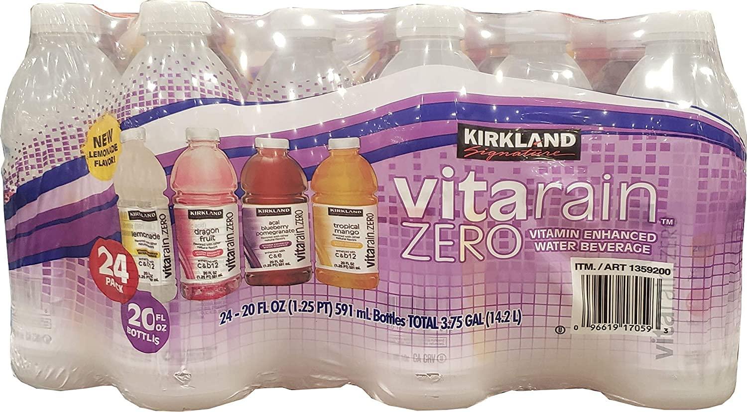 KIRKLAND SIGNATURE Vita Rain Zero Variety Water Beverage - 24 Pack, 20 ...