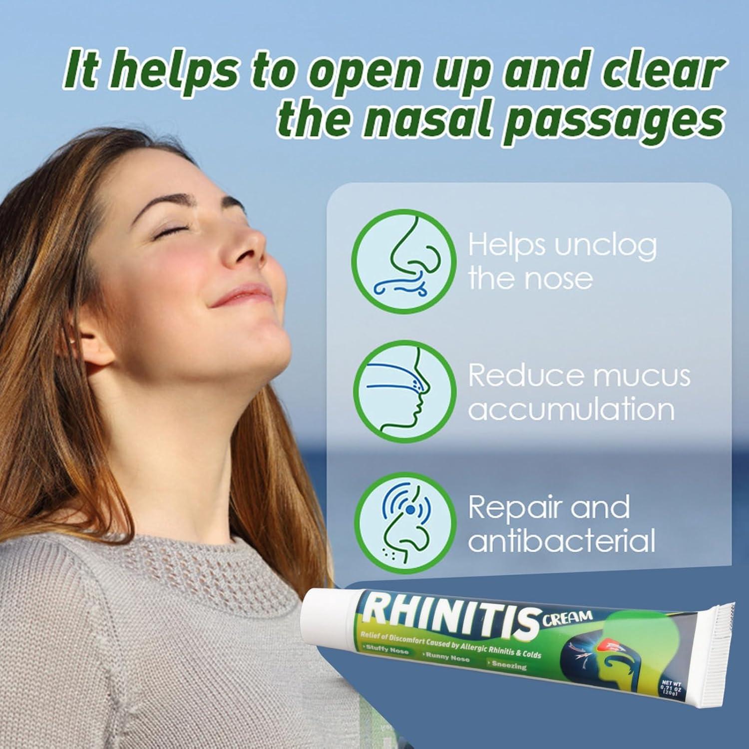 Rhinitis Cream for Sinusitis & Nasal Relief - 20g Clogged Nose Ointment ...