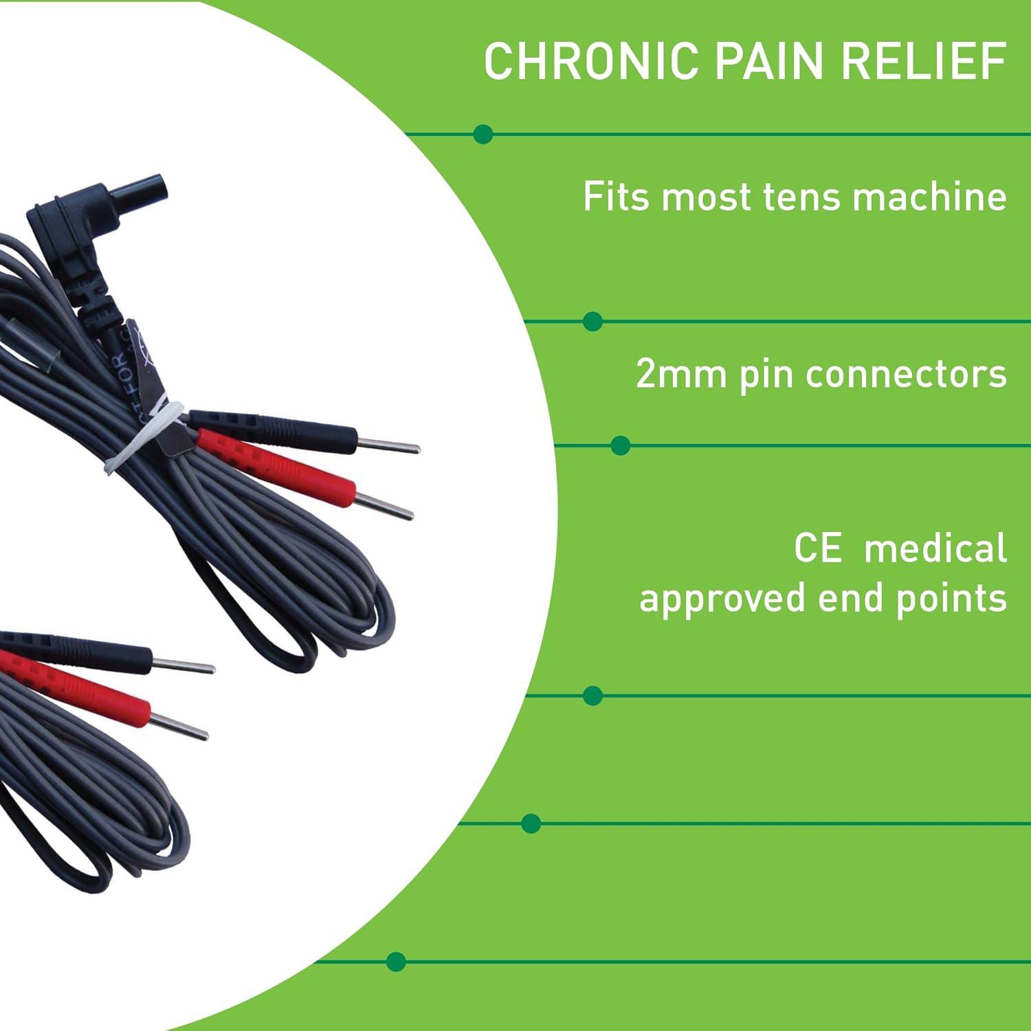 Med-Fit TENS Leads Pack of Two Flexible TENS Cables with 2mm pin ...