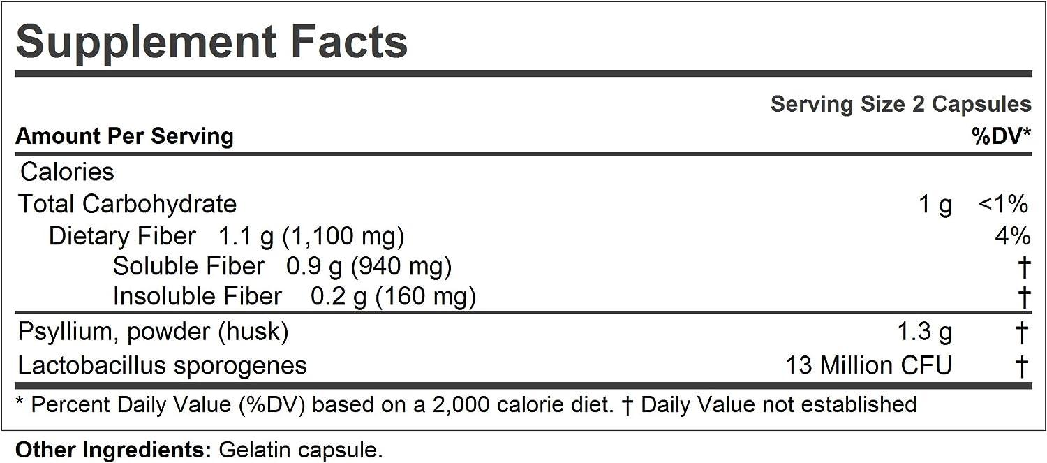 ANDREW LESSMAN Fibermucil Psyllium Husk Powder 60 Capsules - Gentle ...