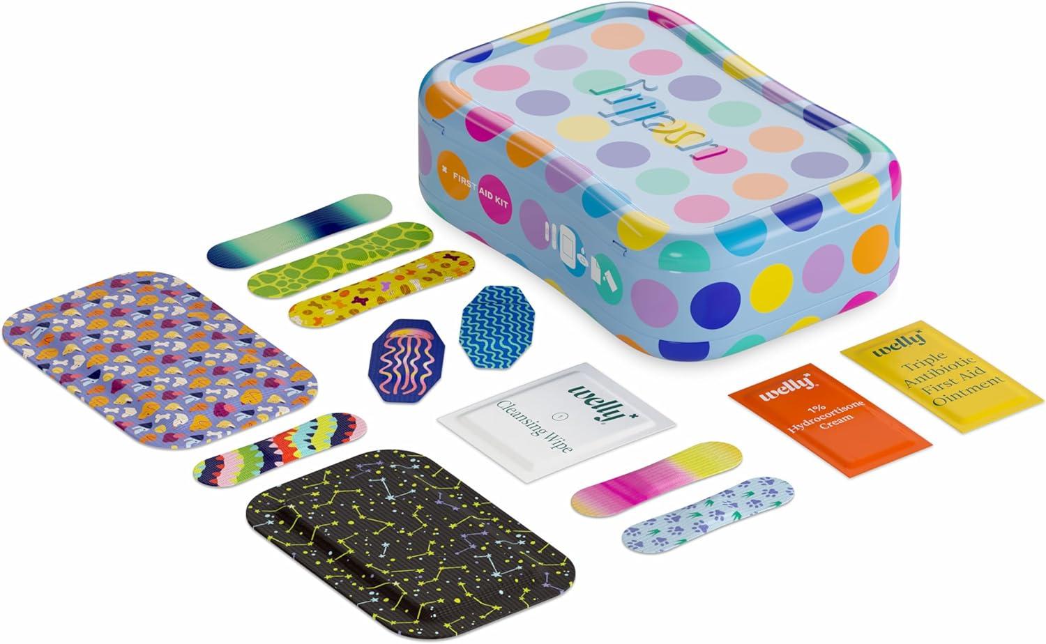 Welly First Aid Kit - Waterproof Adhesive Bandages & Single Use Ointments - 70 Count | Perfect ...