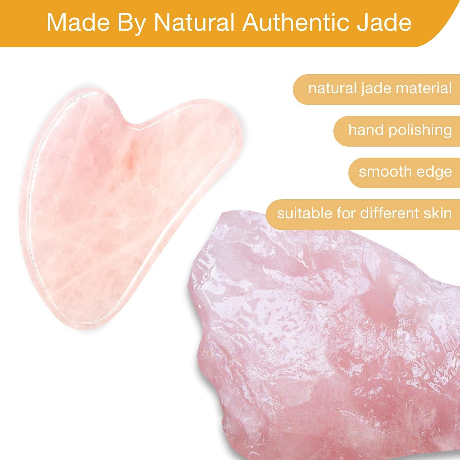 Buy Gua Sha Rose Quartz Massage Tool - Natural Jade Facial Care Scraper ...
