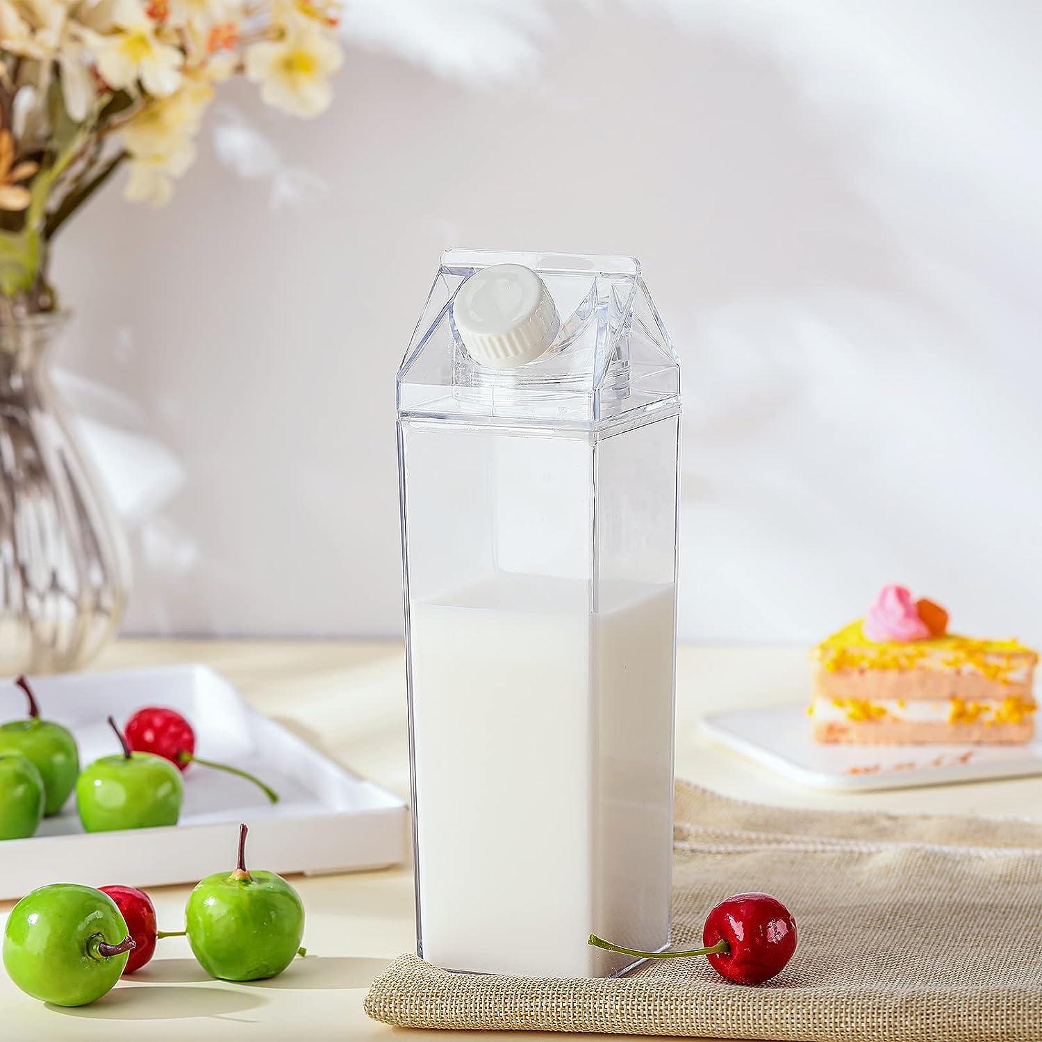 17 oz Clear Milk Carton Water Bottles - Reusable Portable Juice Tea Jug ...