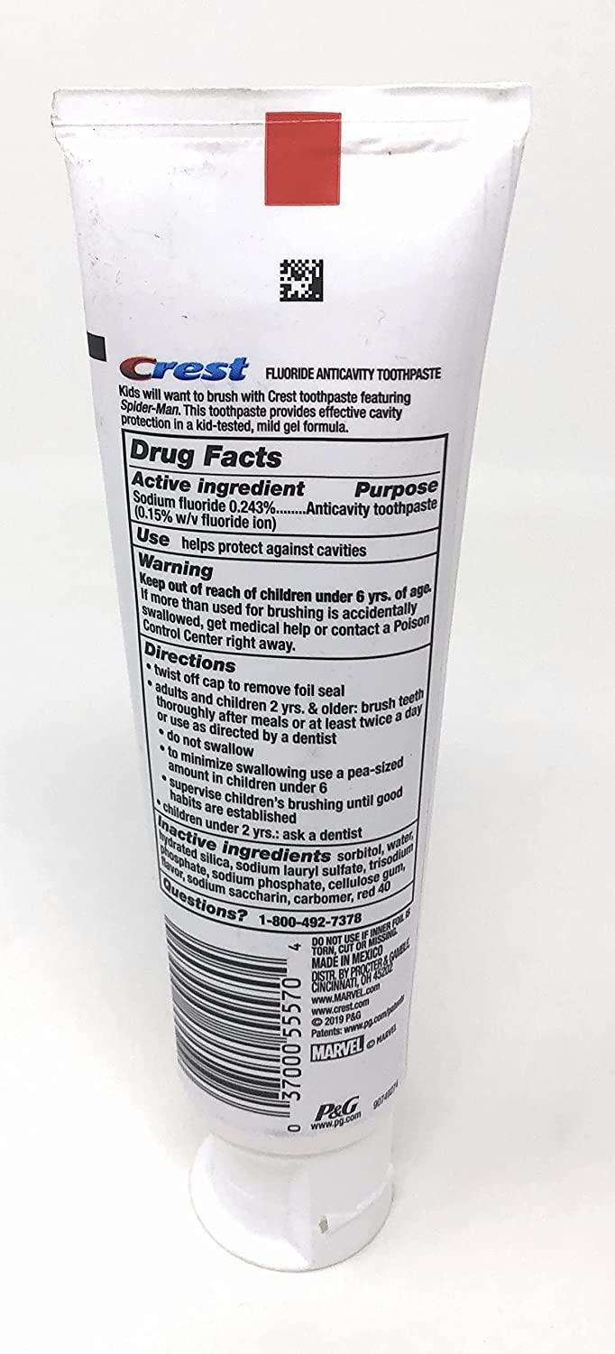Crest Kids Marvel's Spiderman Strawberry Toothpaste 4.2 oz (Pack of 3 ...
