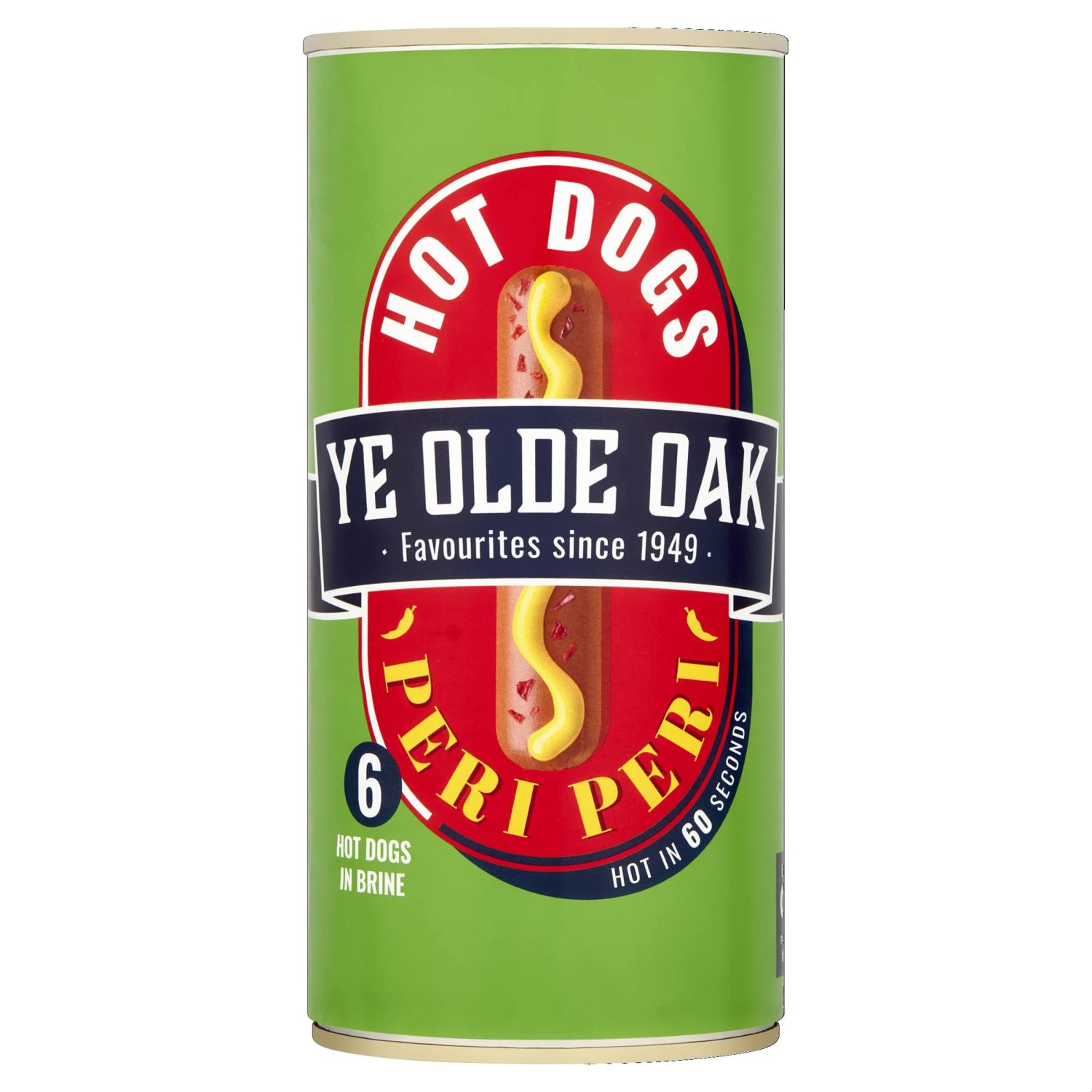 Ye Olde Oak Peri Peri Hot Dogs 560g - Spicy & Flavorful Giant Tin | Buy ...