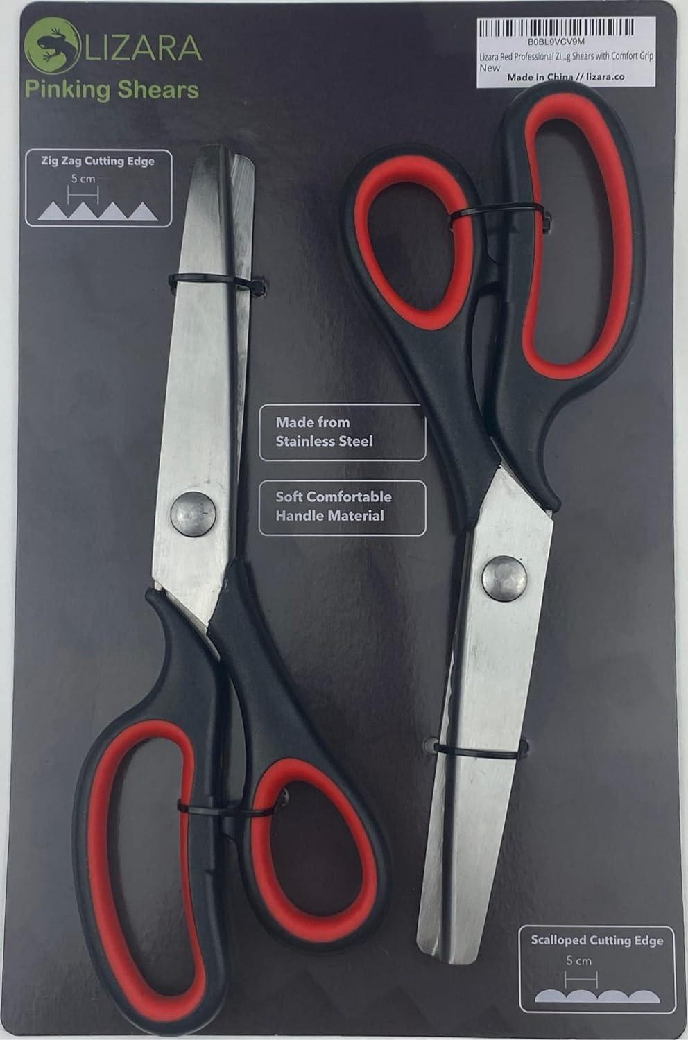 LIZARA Professional Heavy Duty Pinking Shears Scissors for Fabric ...