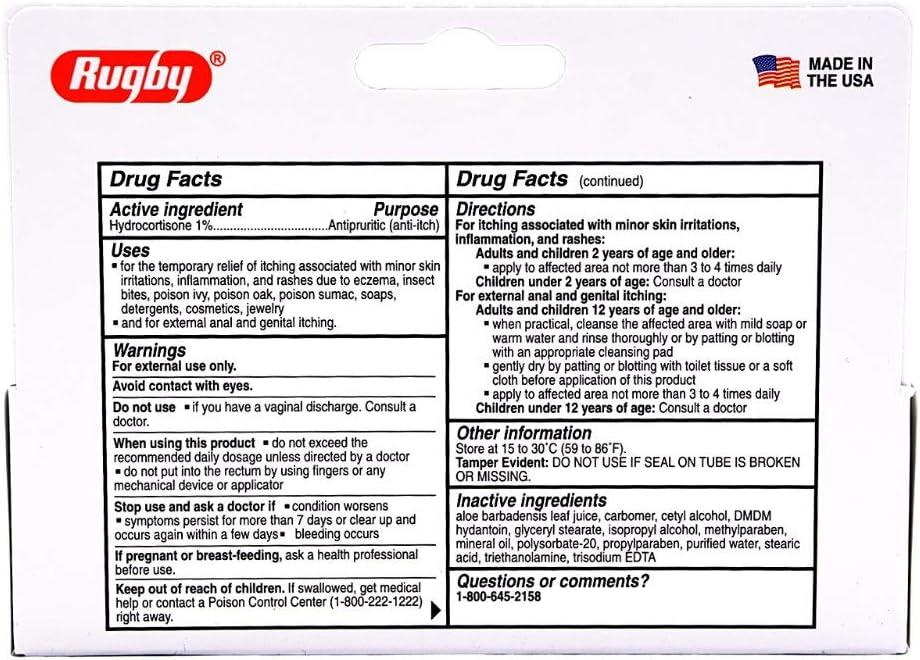 Rugby Maximum Strength Hydrocortisone Cream 1% with Aloe | Fast Itch ...