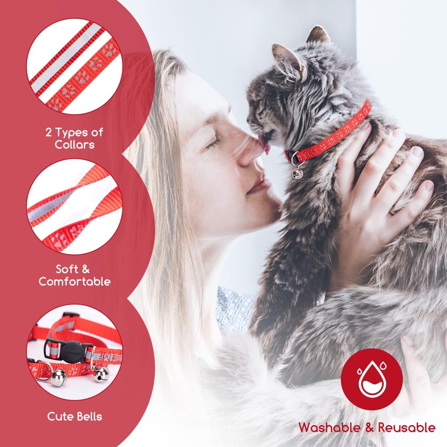 Nobleza Reflective Cat Collars with Bell Quick Release Safety Buckle ...