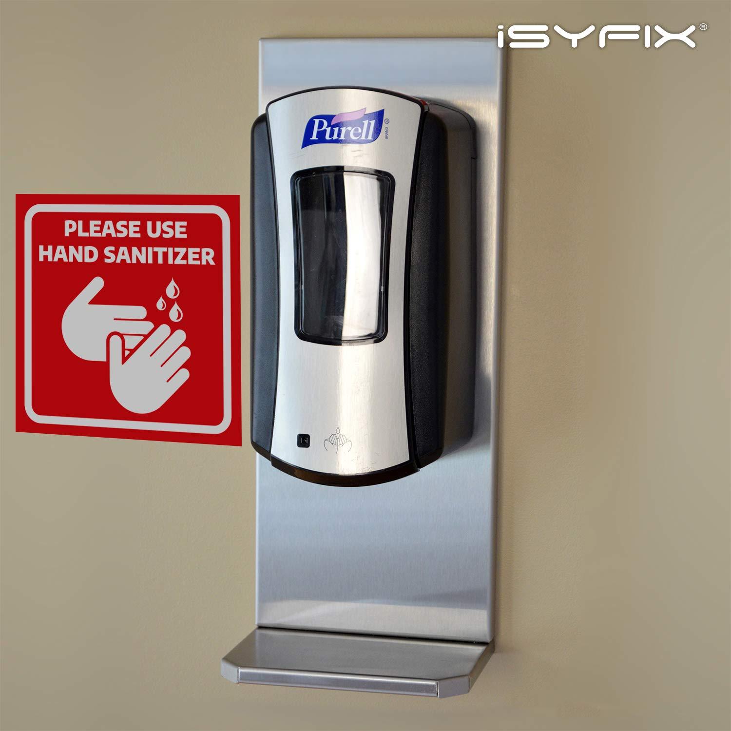 iSYFIX Hand Sanitizer Signs Stickers - 4 Pack 6x6 Inch - Premium Red ...