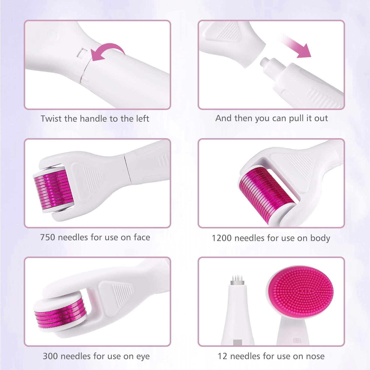 7 in 1 Derma Roller Kit with Jade Roller - Facial Microneedle Roller ...