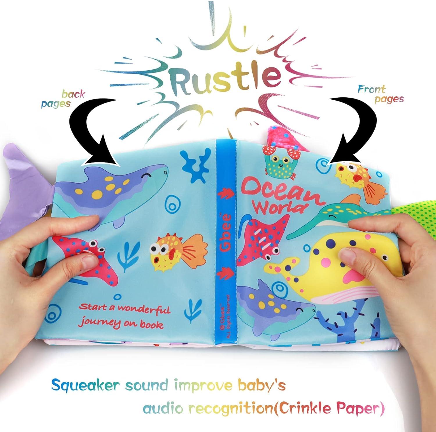 Crinkle Sensory Book Built-In Sound Paper Marine Life Baby Books with ...