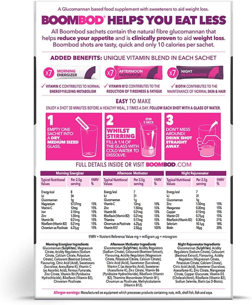 Boombod Diet Shot Drink 21 Sachets - Blackcurrant Flavor - Metabolism ...