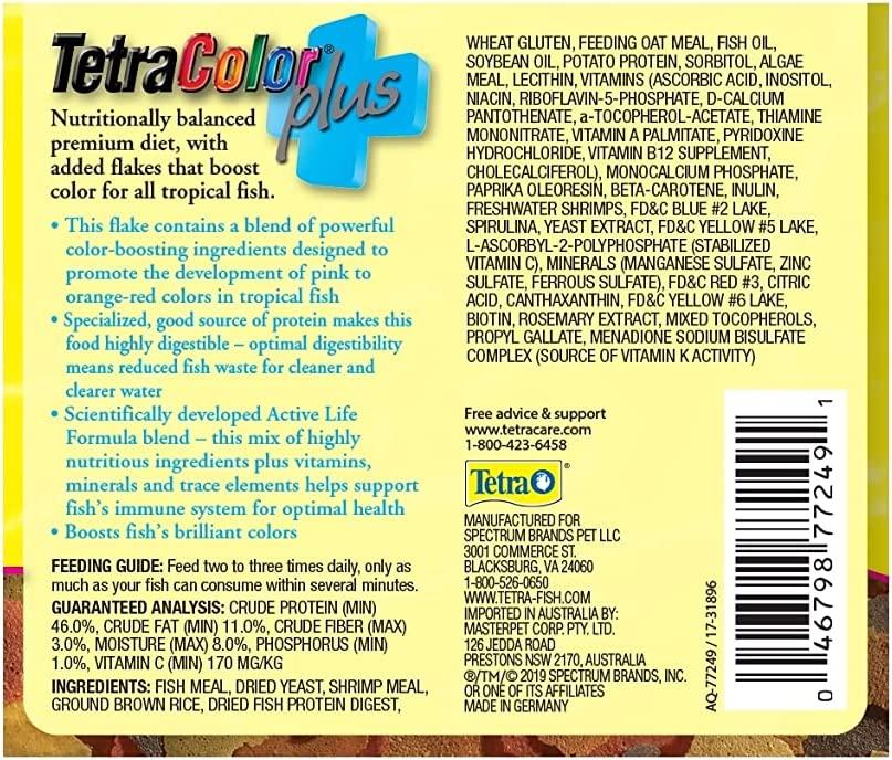 TetraColor PLUS Tropical Flakes - Color Enhancing Fish Food for Vibrant ...