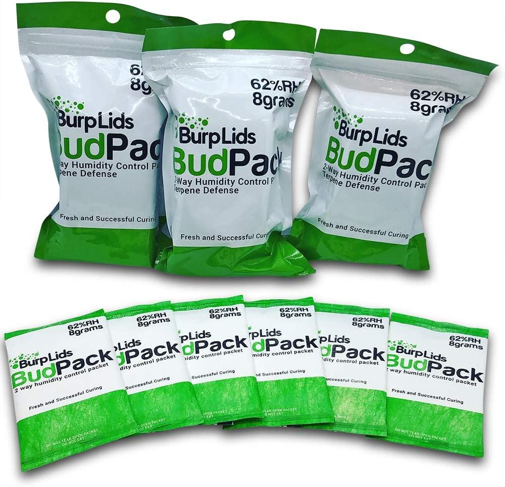 Burp Lids Bud Pack | 62% RH 2-Way Humidity Control | Size 8g | 1 Ounce ...