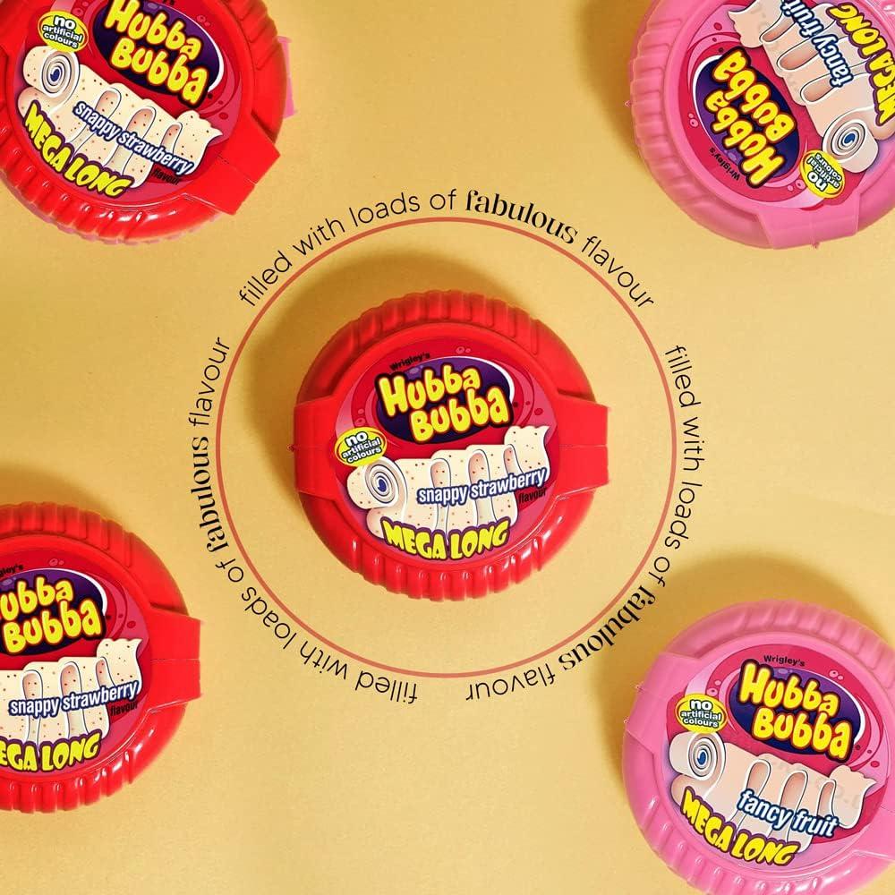 Hubba Bubba 2 x Snappy Strawberry & 2 x Fancy Fruits Mega Long Bubble ...