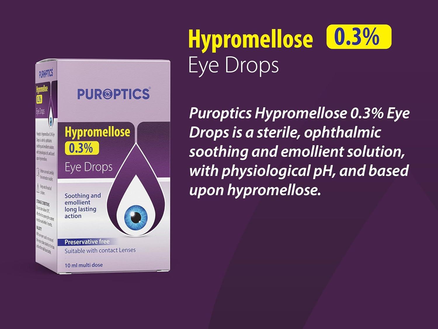 Puroptics HPMC 0.3% Preservative Free Eye Drops for Dry Eyes - Refresh ...