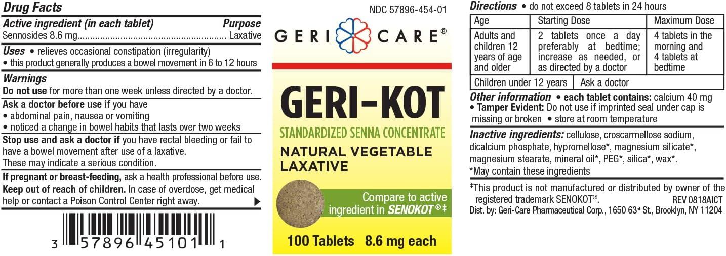 Gericare Geri-Kot Natural Vegetable Laxative - 100 Tablets | Buy Now ...