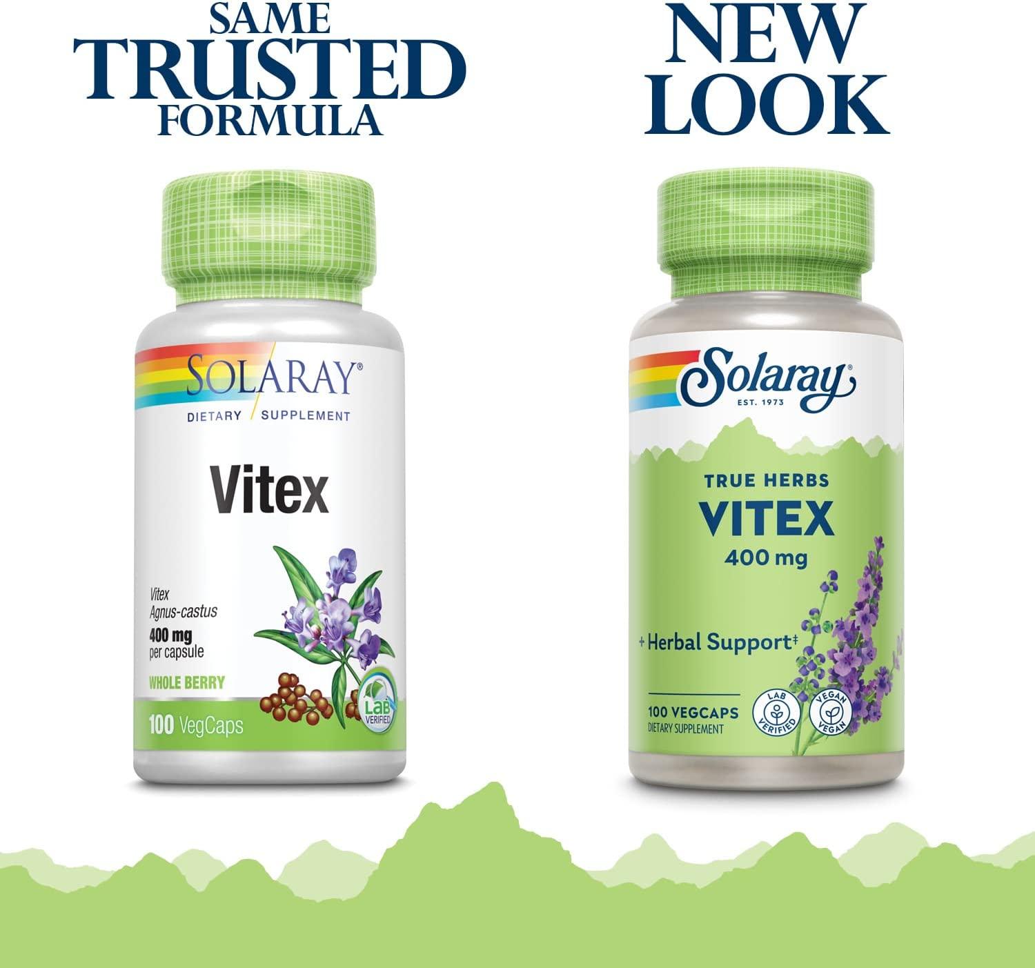 Solaray Vitex 400 Mg 100 Vegan Capsules For Hormonal Balance And Women