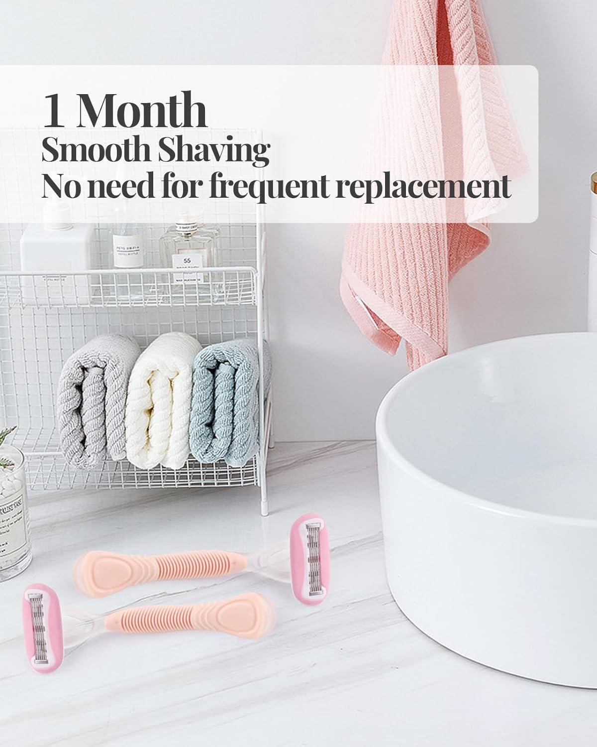 Buy Disposable Razors for Women - 5-Blade Full Body Razor 2 Pack Pink ...