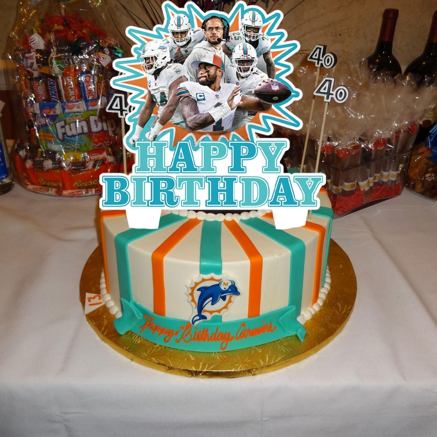 37pcs Miami Football Cake Topper and Cupcake Toppers Set Dolphins ...
