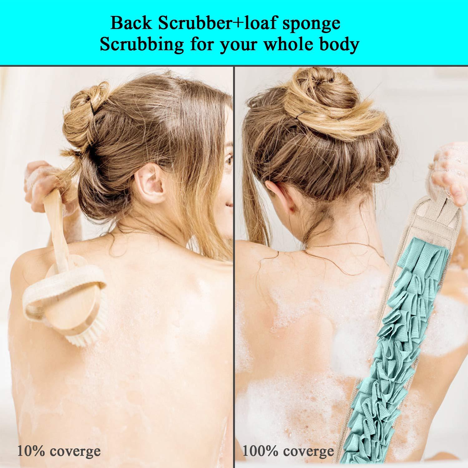 Loofah Bath Sponge Back Scrubber for Men and Women - Exfoliating Body ...