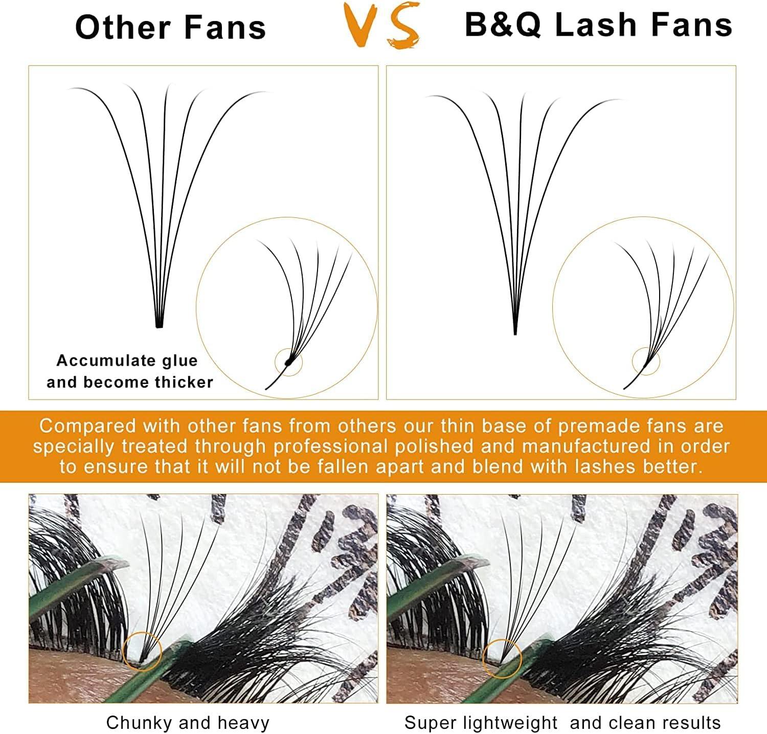 B&Q LASH 5D-0.10C-9mm Pre Made Fan Eyelash Extensions | Short Stem ...