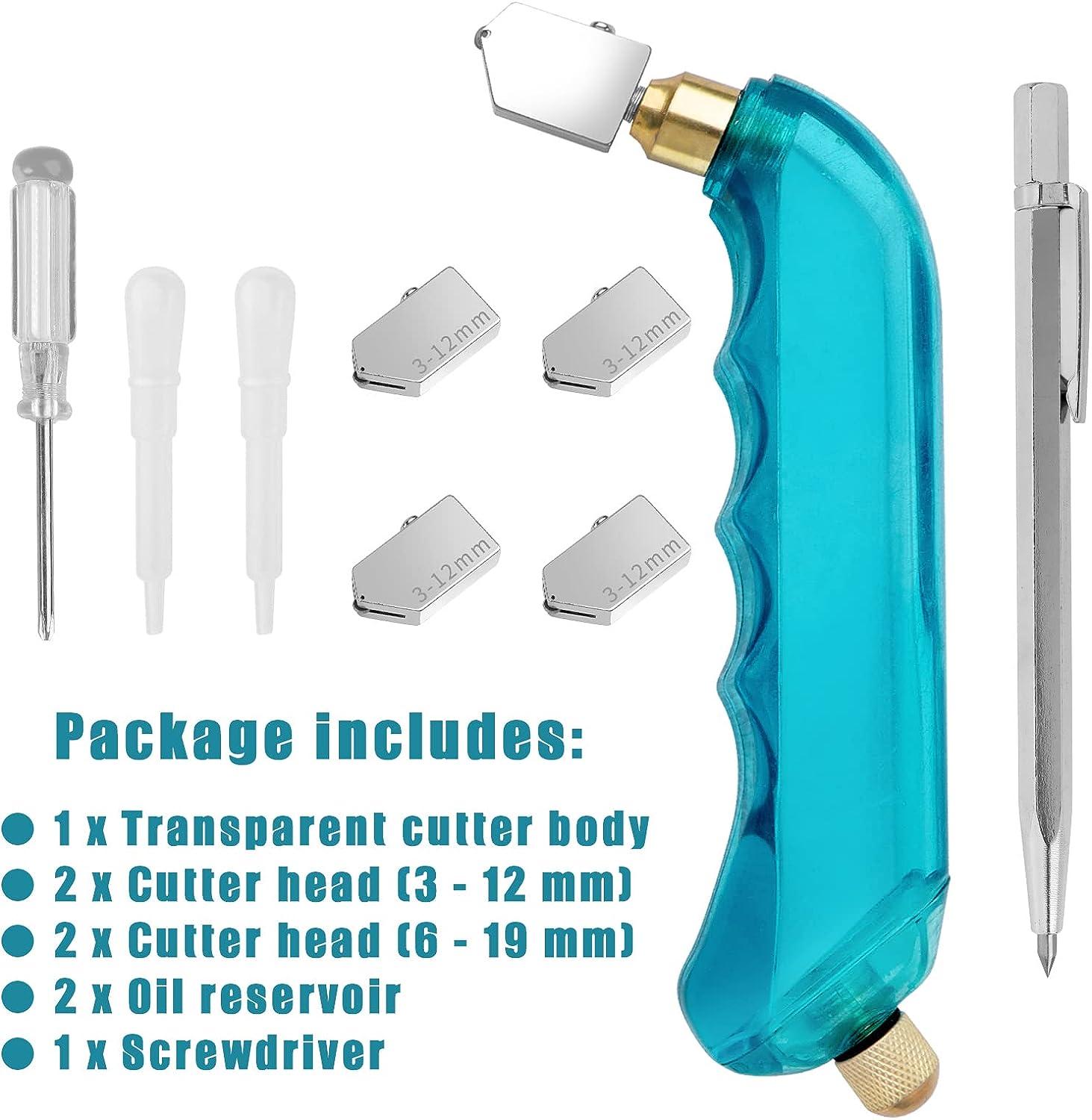 YOTINO Glass Cutting Tool Kit Includes Blue Pistol Grip Oil Feed Glass ...