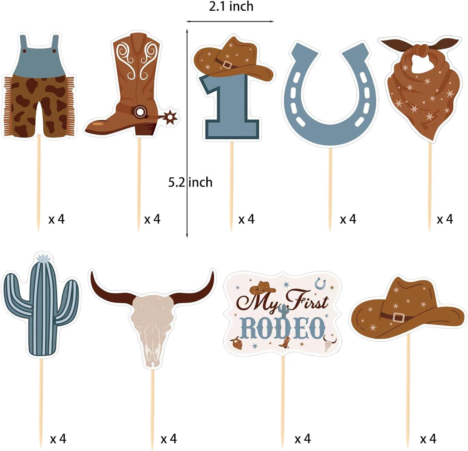 First Rodeo Birthday Party Cupcake toppers - NO DIY - Cowboy 1st ...