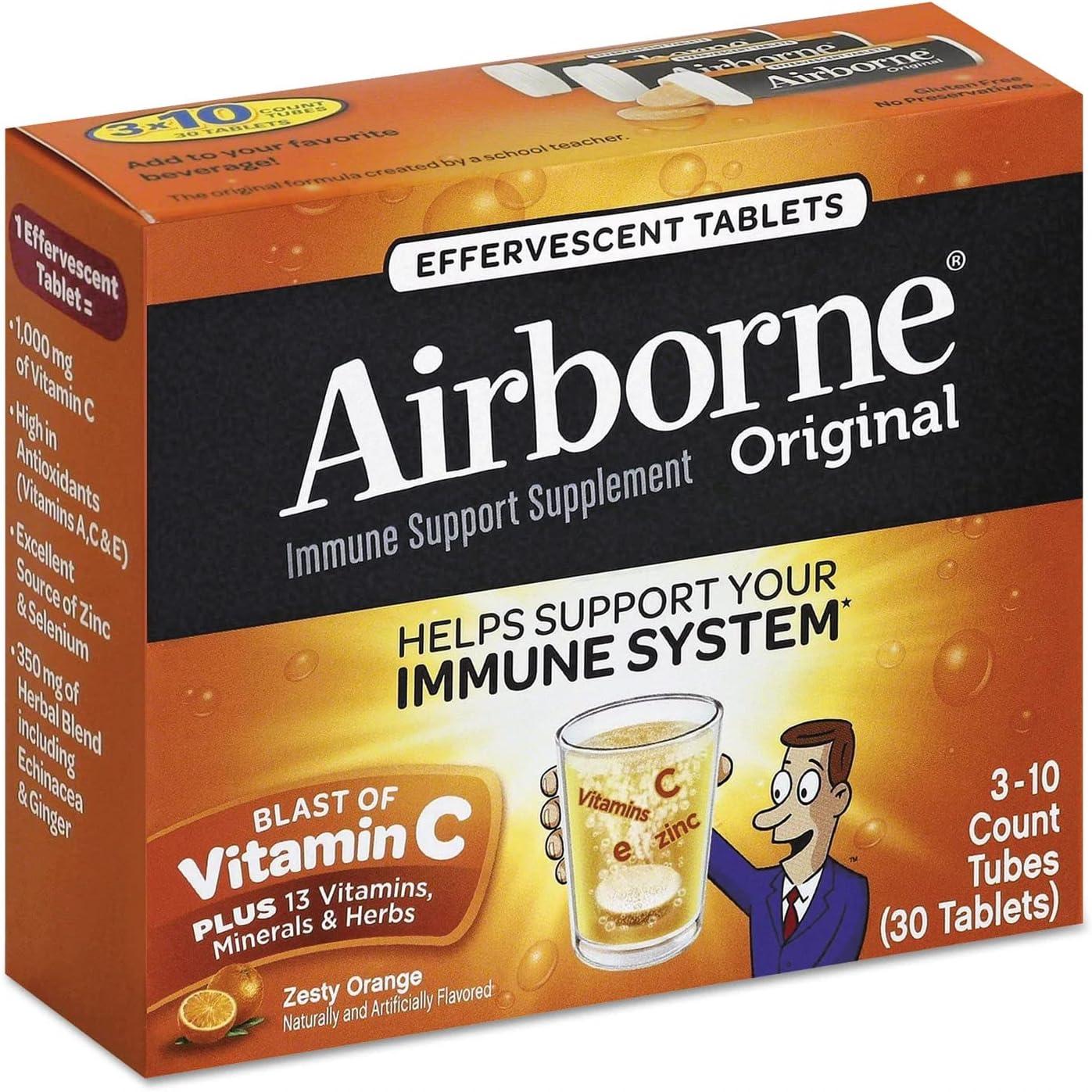 Airborne Immune Support Supplement 30 Count Effervescent Tablets ...