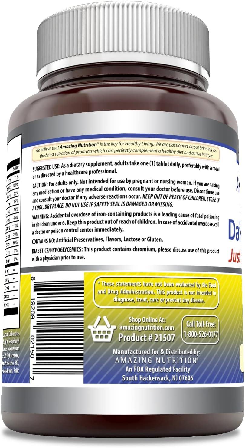 Amazing Formulas Daily Multivitamin 500 Tablets Supplement | Non-GMO ...