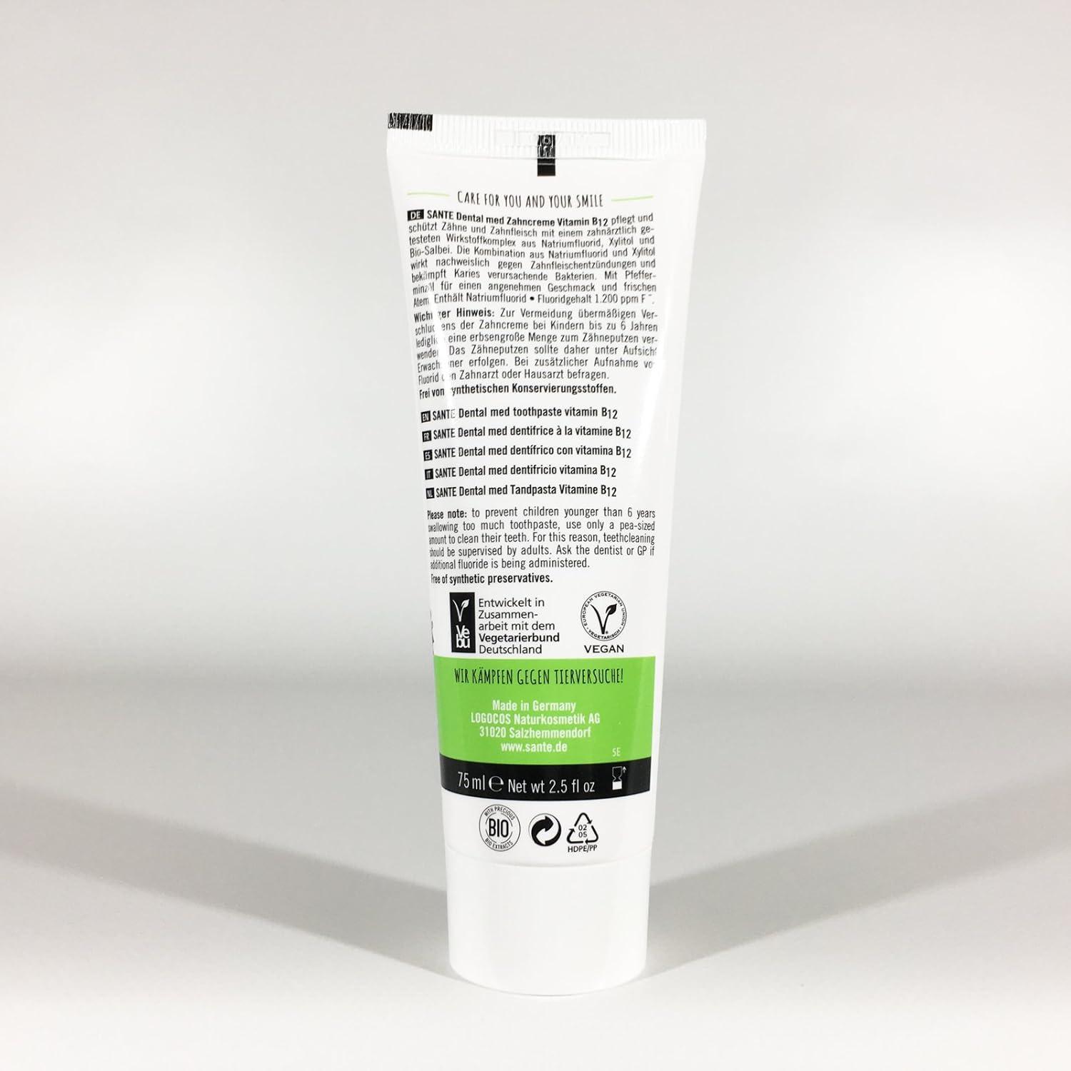 SANTE Vitamin B12 Toothpaste (5 x 75 ml) - Organic Vegan Fluoride ...