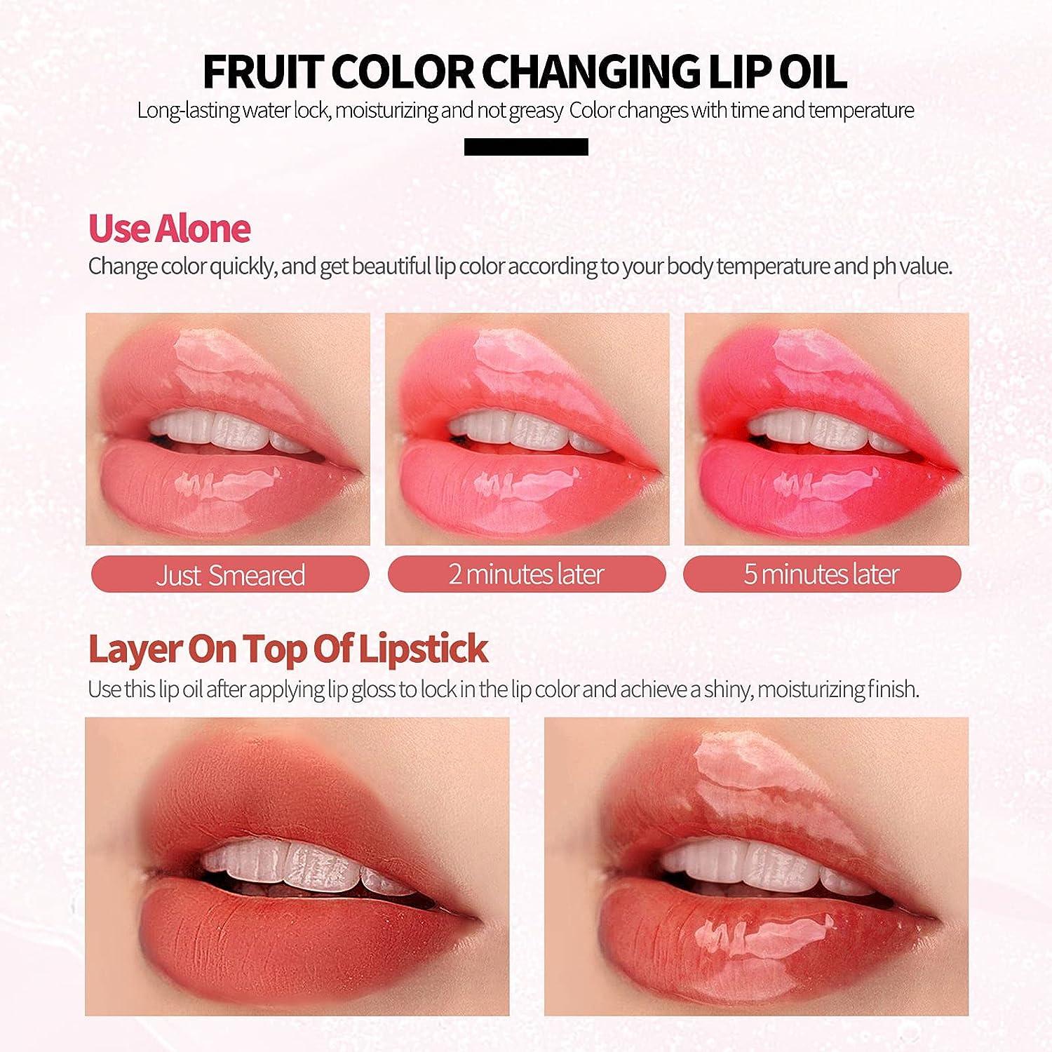 SUMEITANG Color Changing Lip Gloss - Moisturizing Lip Oil for Hydrating ...