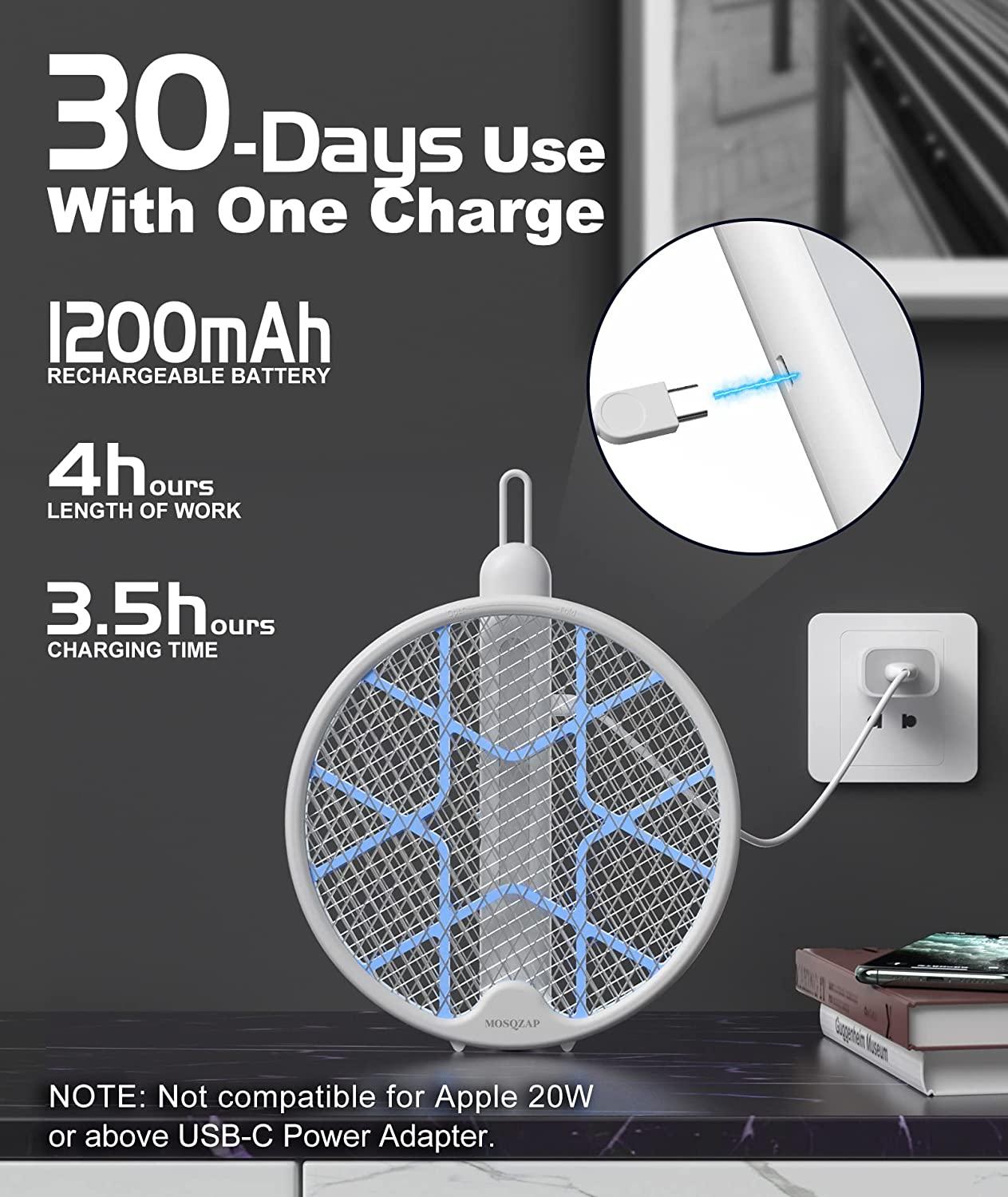 Portable 2-in-1 Electric Fly Swatter and Mosquito Zapper with Powerful ...