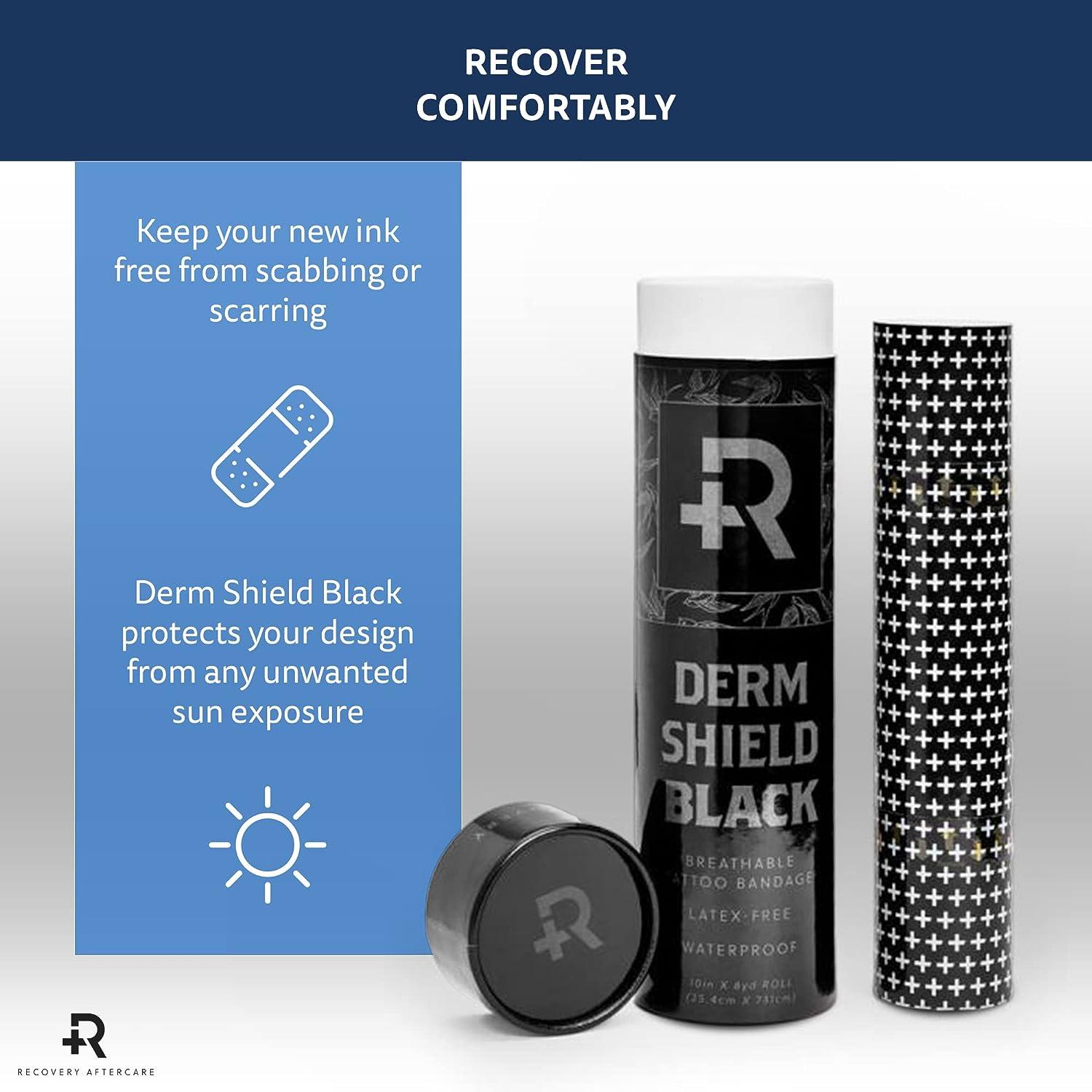Recovery Aftercare Derm Shield Tattoo Bandage Roll - Black 10x8 yards ...