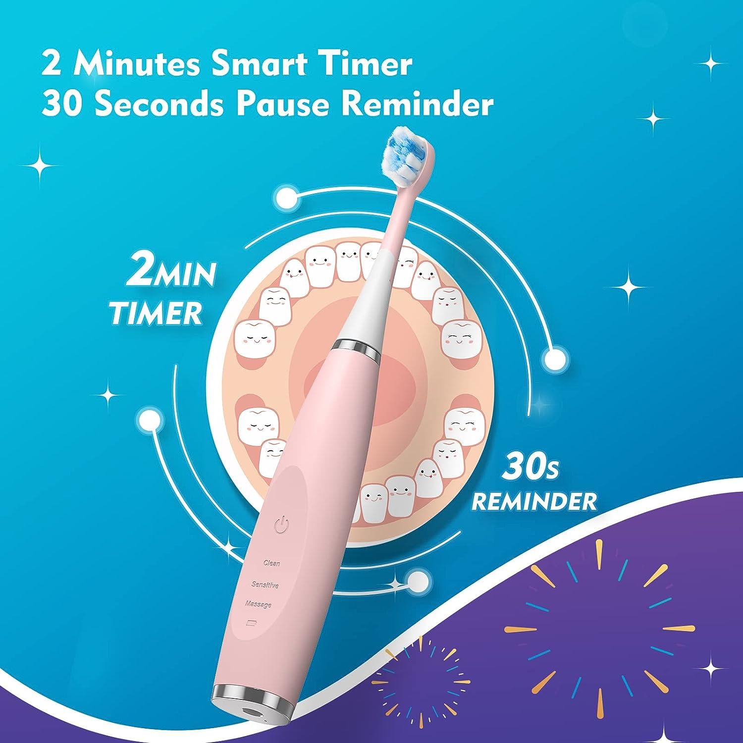 FUMEIKANG Kids Sonic Electric Toothbrush - Rechargeable Smart Timer Power Toothbrush for Boys ...