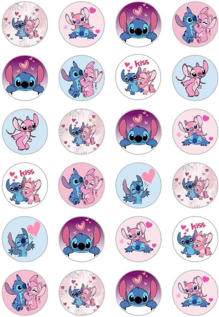 24 x Stitch and Angel edible paper cupcake toppers wafer cake ...