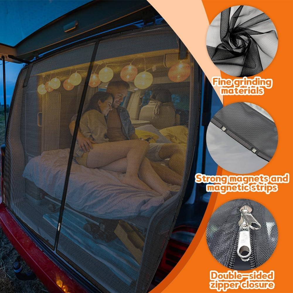 Hiullen Car Tailgate Mosquito Net - 175x150 cm Magnetic Fly Screen for ...