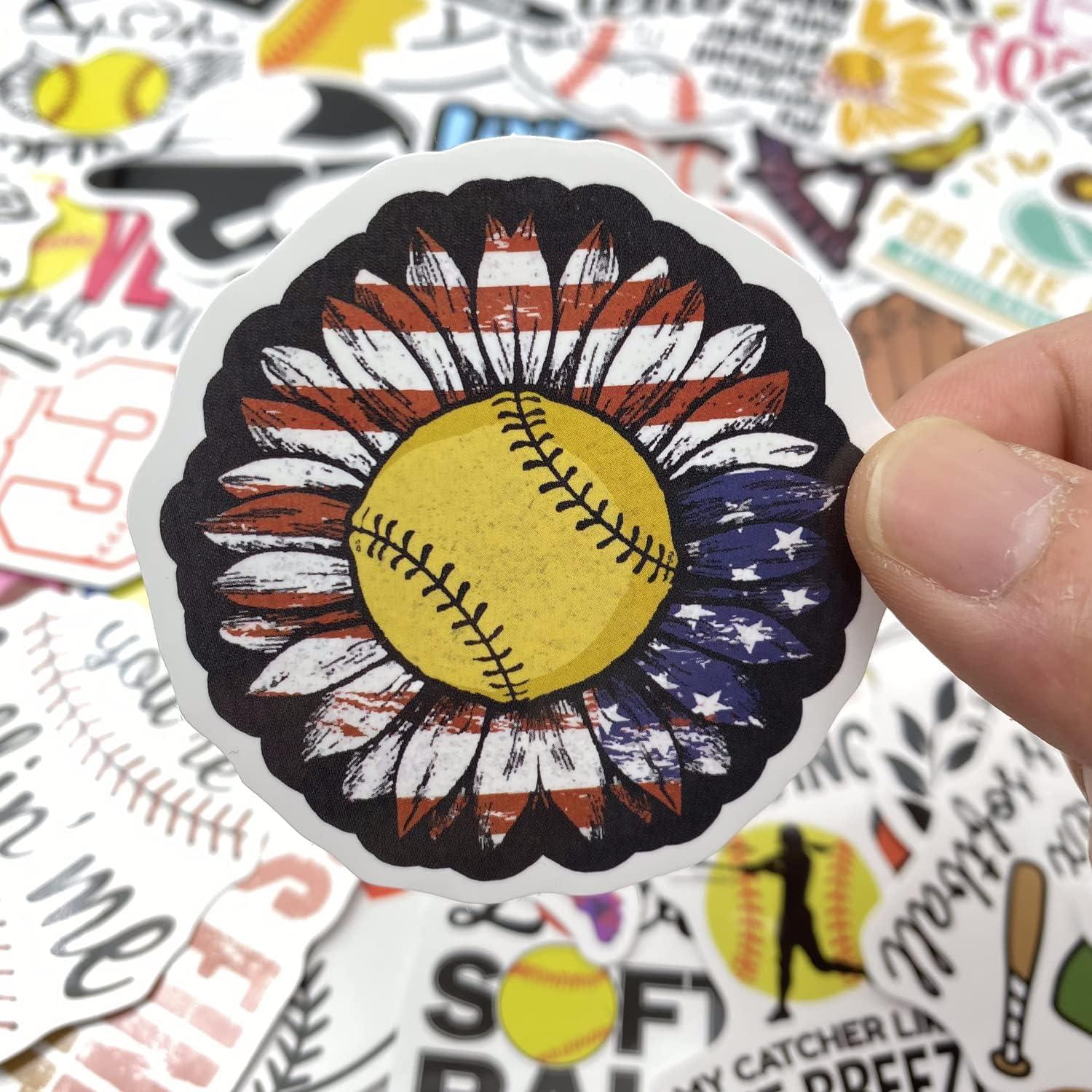 100 Piece Softball Stickers for Water Bottles | Vinyl Softball Gifts ...