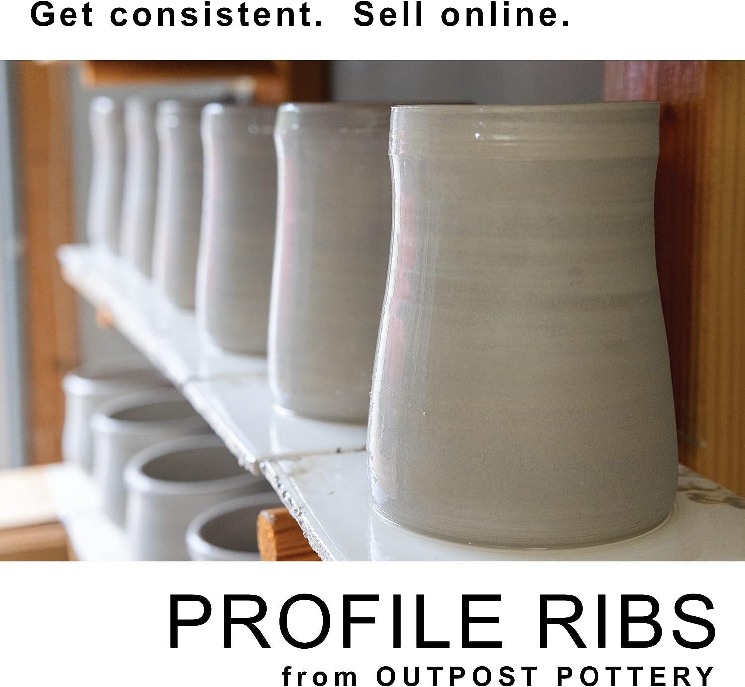 OUTPOST POTTERY Profile Ribs Mug Bundle - 4 Profile Ribs - 9 Profiles - 12cm Tall - Consistent ...
