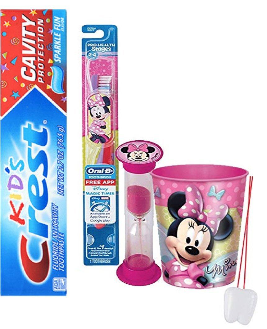 Disney Minnie Mouse 3pc Oral Hygiene Set with Toothbrush, Toothpaste ...