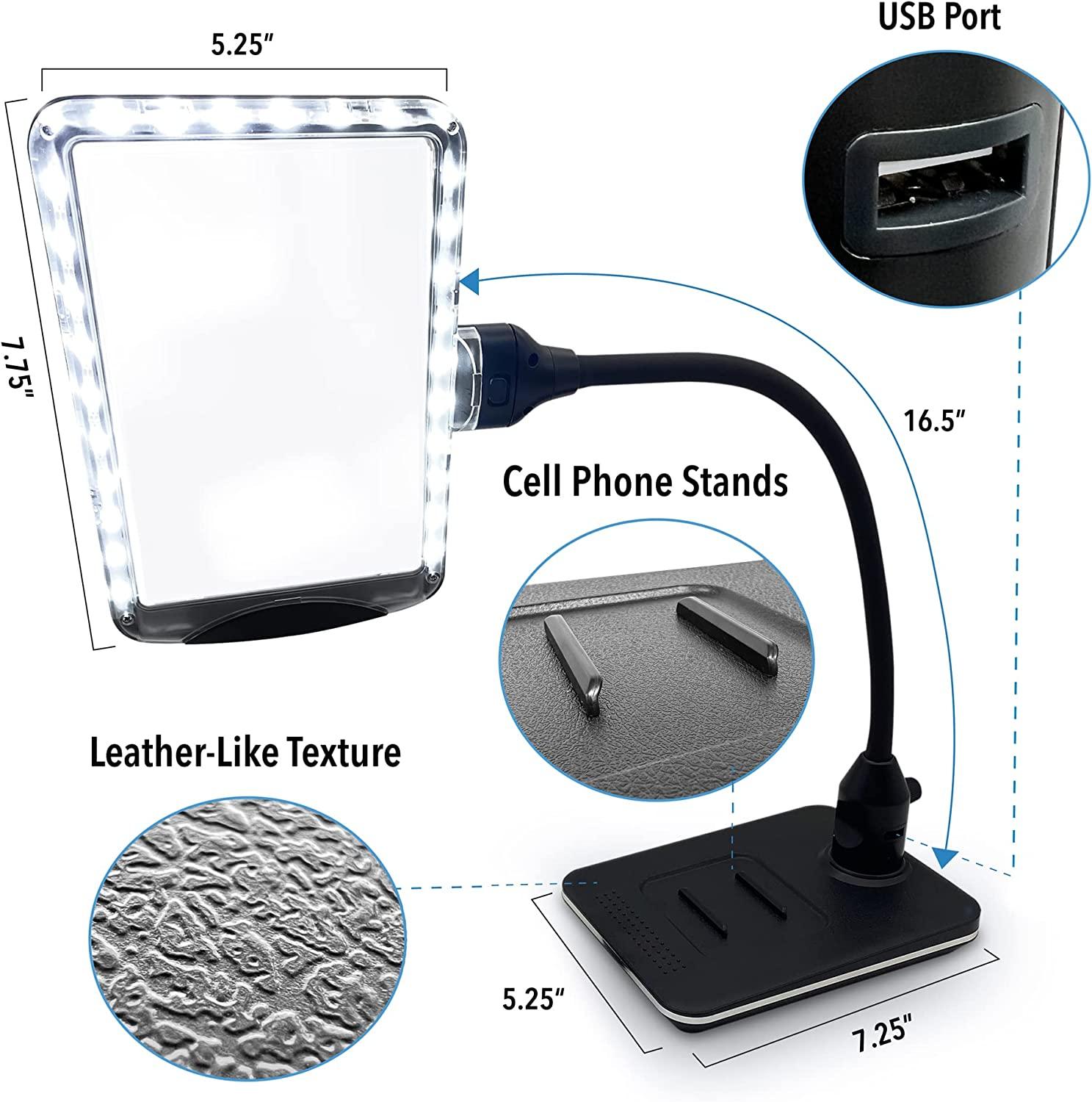 MagniPros 3X Magnifying Glass with Light and Stand Flexible Gooseneck ...