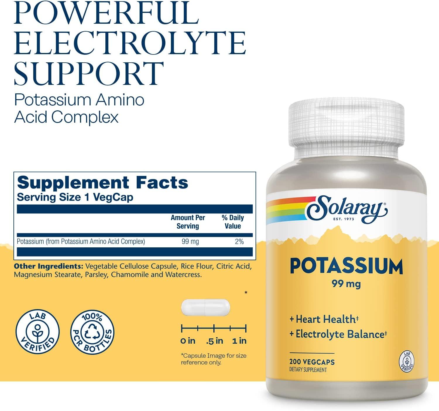 Solaray Potassium 99mg | Fluid & Electrolyte Balance Formula ...