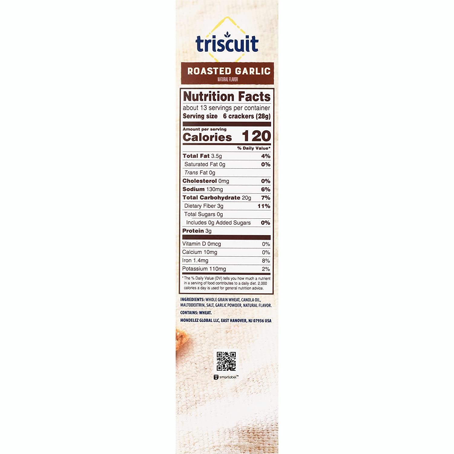 Triscuit Roasted Garlic Whole Grain Wheat Crackers Family Size 12.5 oz ...