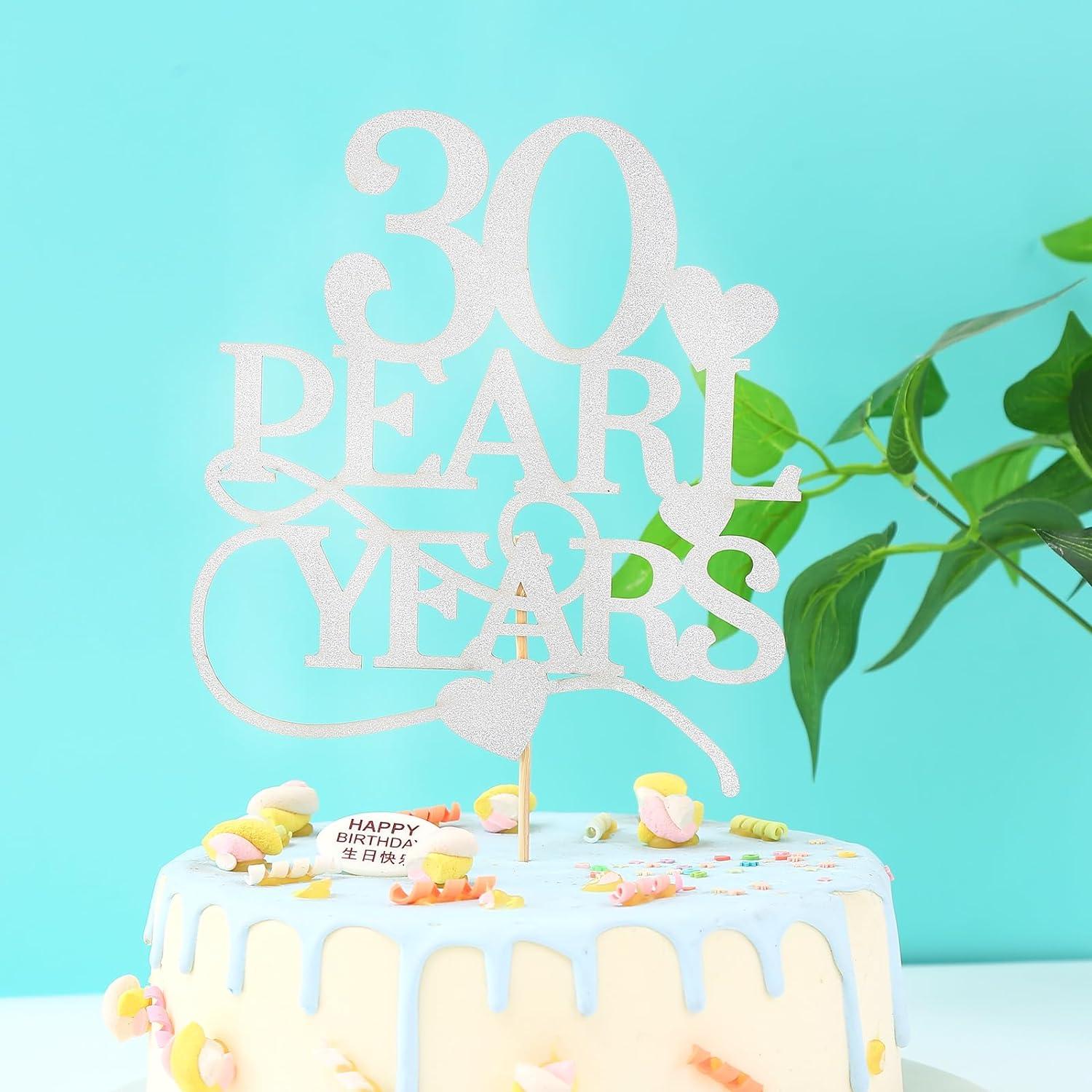 30 Pearl Years Cake Topper - Happy 30th Anniversary Wedding Cake Topper ...
