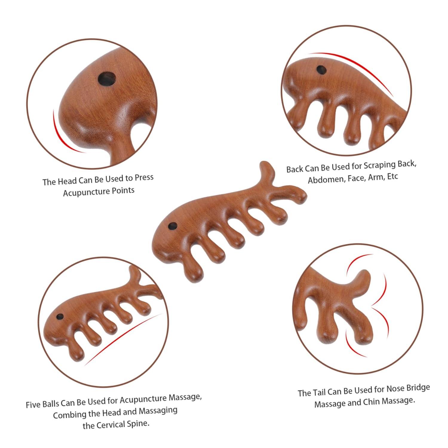 Marmerdo Fish-Shaped Wooden Massage Comb for Scalp - Ridge Design for ...
