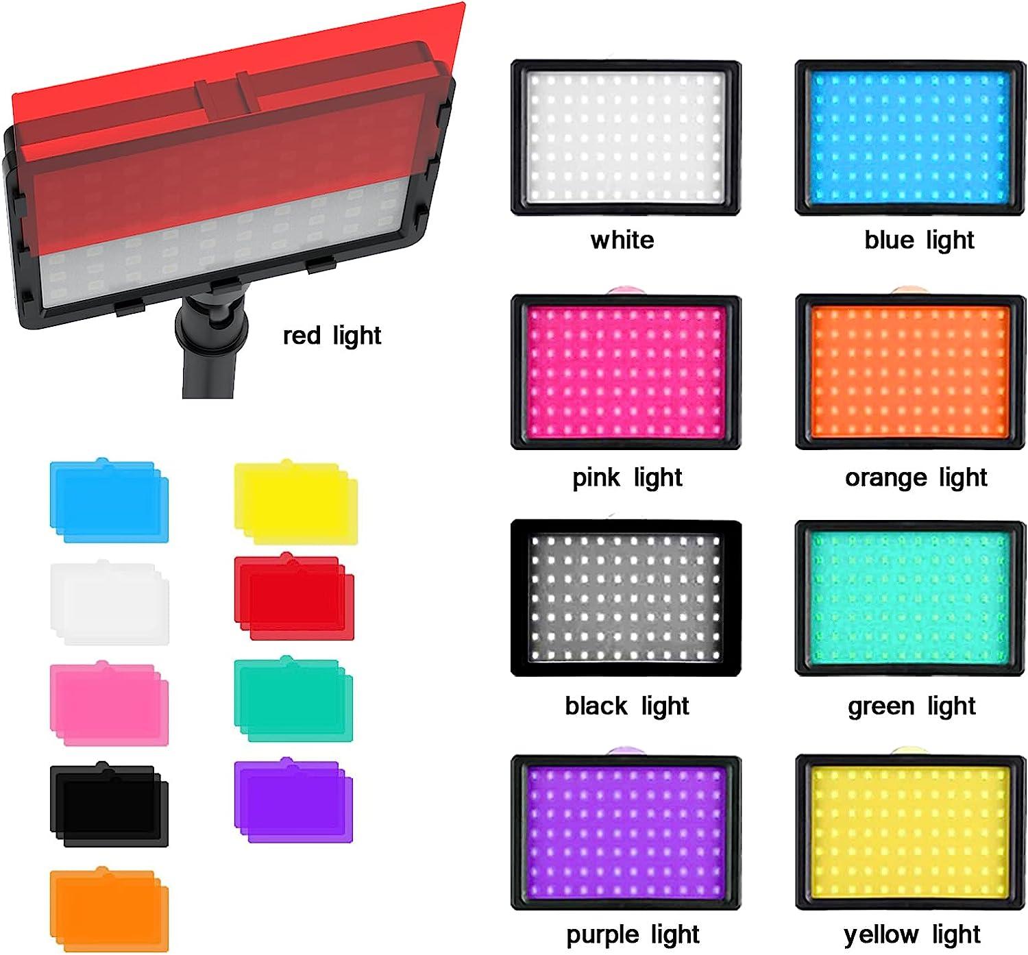 Portable LED Studio Streaming Lights with Tripod Stand & Color Filters ...