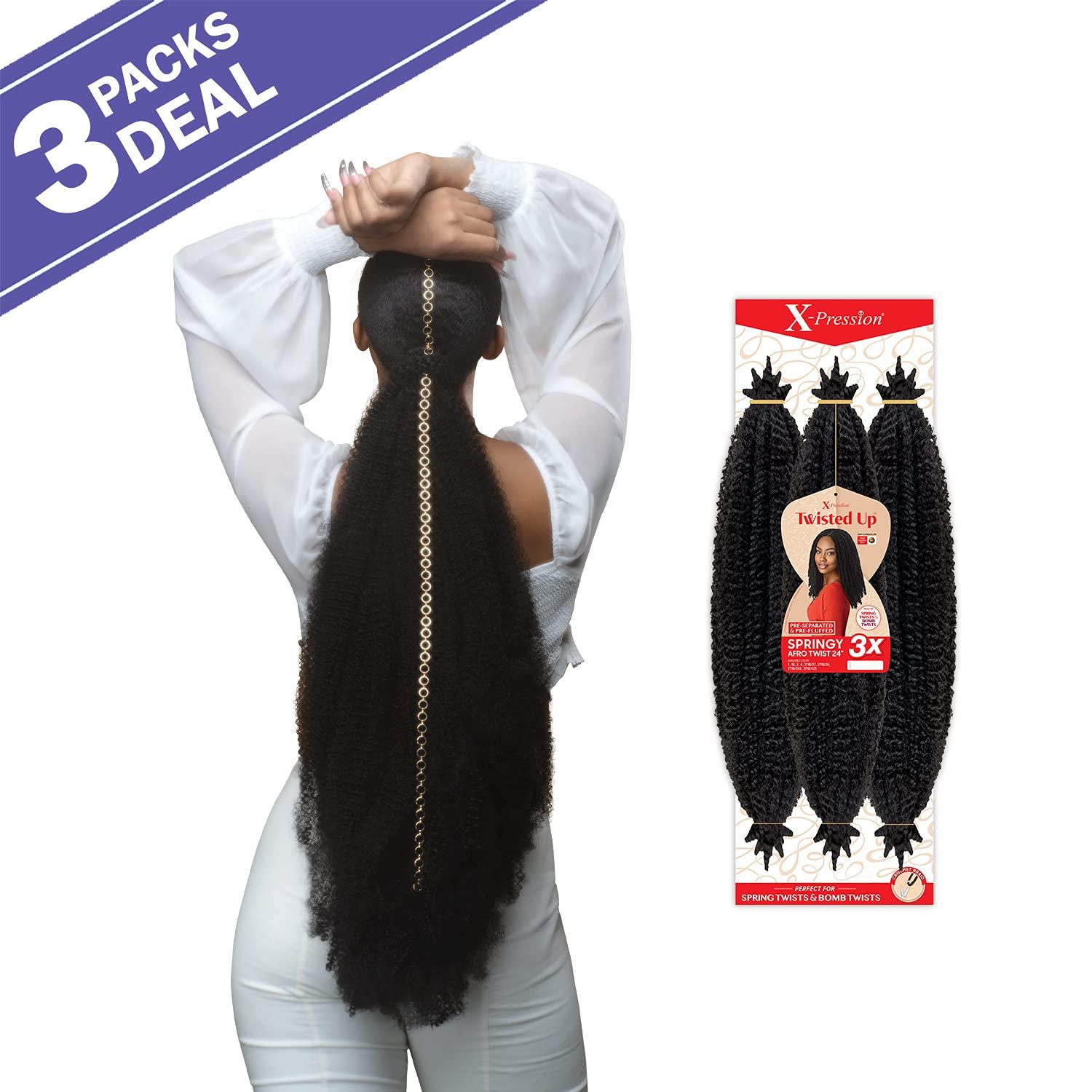 Outre X-Pression Twisted Up 3X Springy Afro Twist 24 Crochet Braids (3 ...