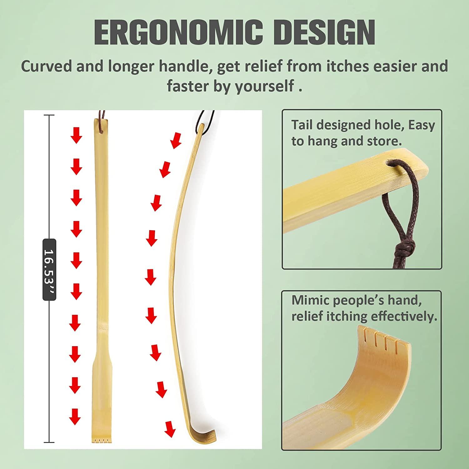 17" Curved Bamboo Wooden Back Scratchers, Back Scratchers for Men Women ...