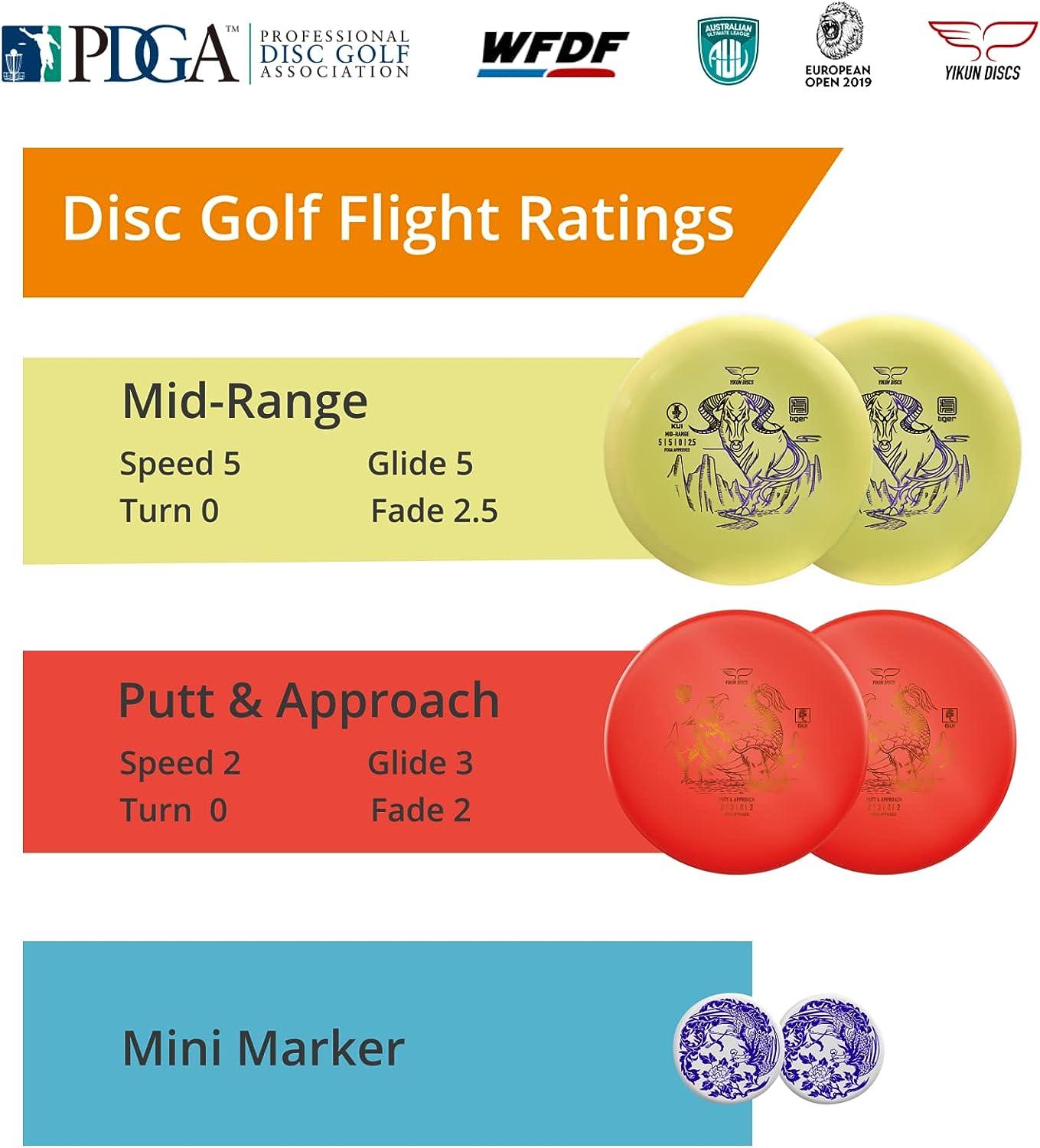 Yikun Disc Golf Starter Set | PDGA Approved Beginners Discs Golf Set 7 ...