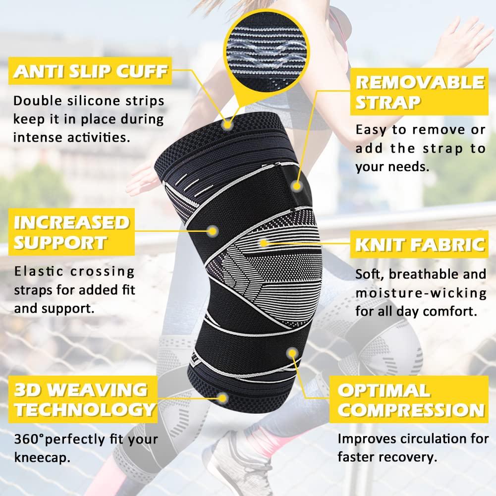 Beister Knee Compression Sleeves with Adjustable Straps - Professional ...